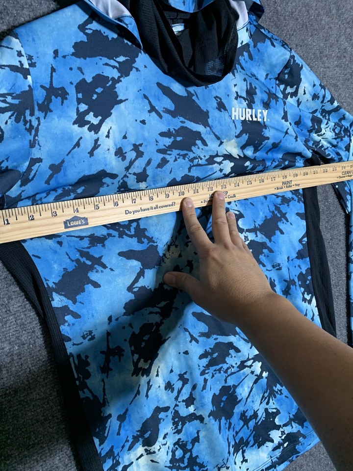 Hurley Shirt Mens Small Blue Hooded UPF 50+ Sun Hoodie Long Sleeve Mesh ...