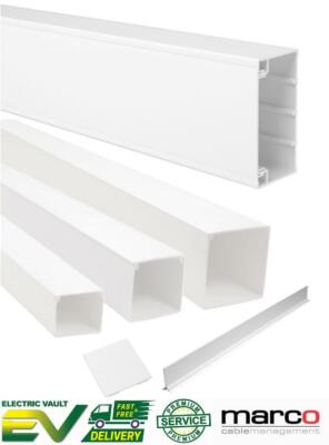 PVC Plastic Trunking 3 Meter Length Maxi 2x2" 4x2" 3x3" 4x4" + End cap ...