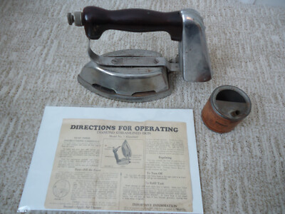 Vtg. 1930's Diamond Gasoline Self-Heating Iron, Model 7 W/ Instructions ...