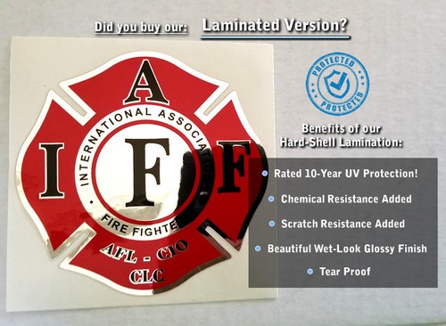 IAFF Firefighter REFLECTIVE Decal Sticker Kit 2pcs USA Flag American ...