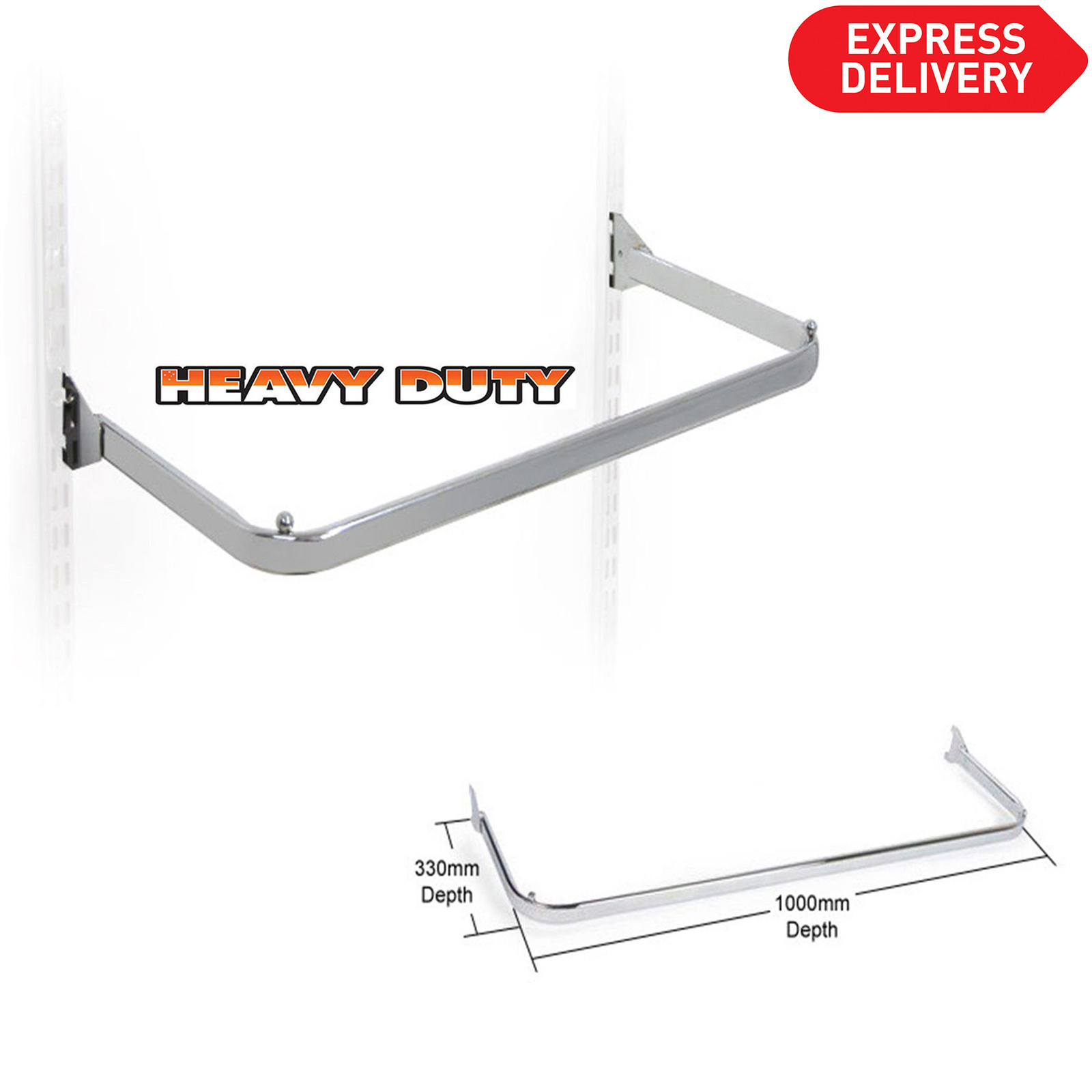 NEW CHROME D RAIL FOR TWIN SLOT UPRIGHTS FOR RAIL RETAIL DISPLAY ...