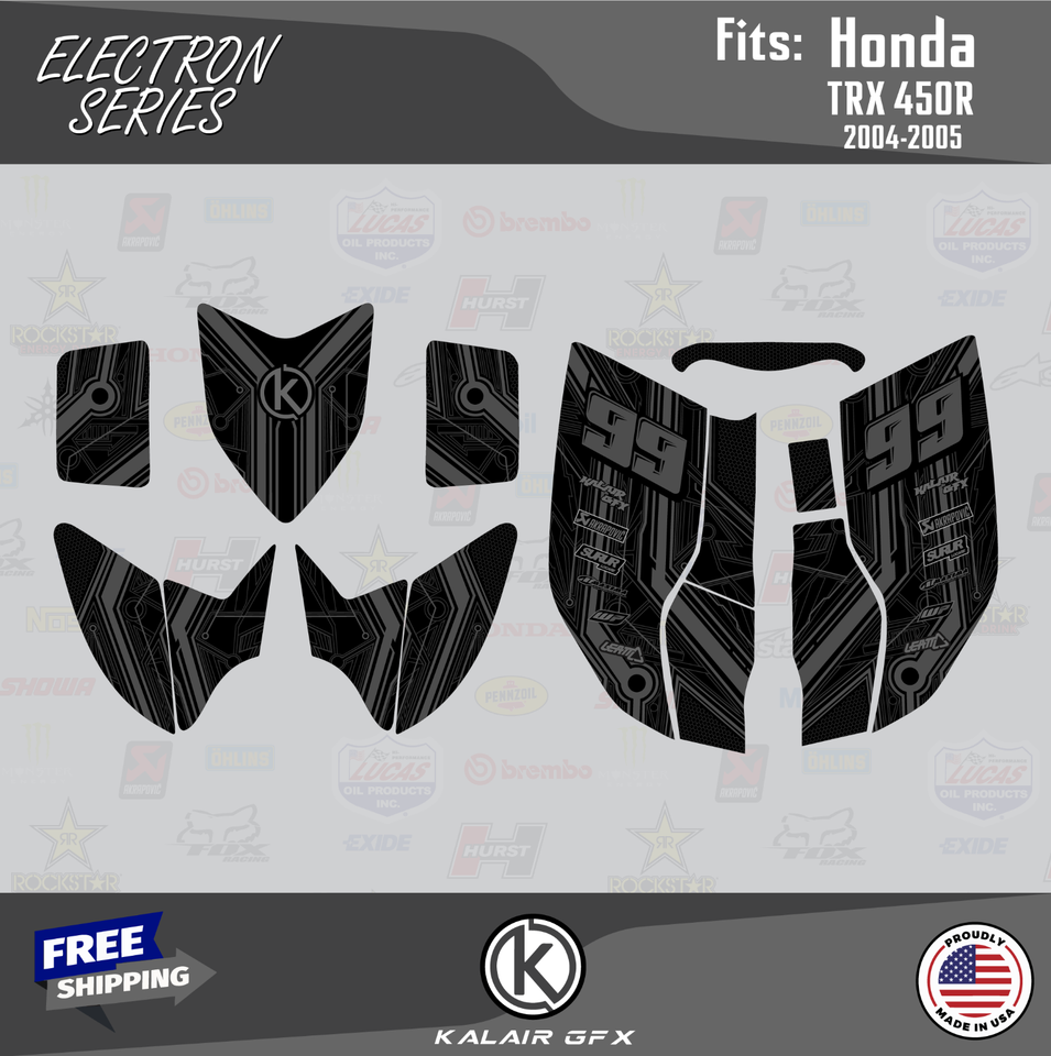 2004-2005 Honda TRX450R TRX 450R Graphics Kit Decal | 16 Mil Electron ...