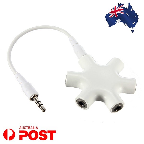 6 Way 3.5mm Headphone Headset Splitter HUB & AUX Cable Auxiliary ...