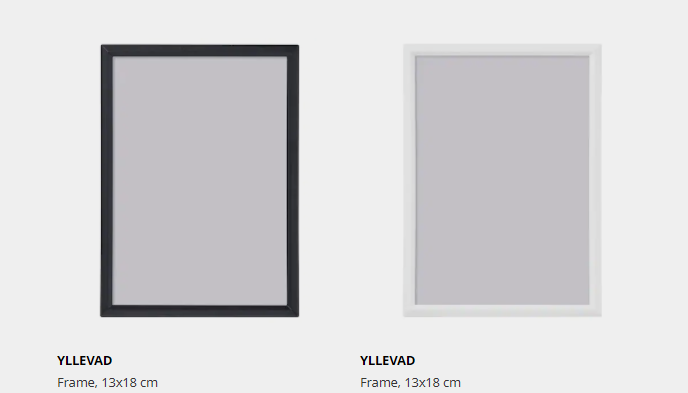 Ikea YLLEVAD Photo Frames Collage Picture Document Black White A4 ...