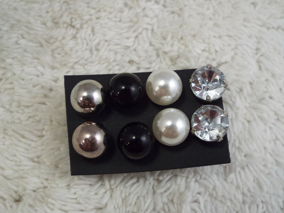 4 pr Ball Stud Post Pierced Earrings LOT (D31) | eBay