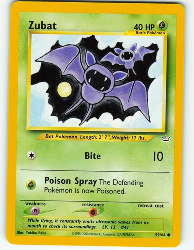 Zubat - 59/64 Neo Revelation - Pokémon TCG - 2001 | eBay