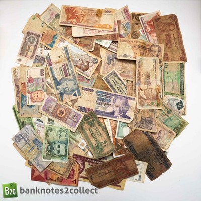 BANKNOTE GRAVEYARD: 100 Mixed Currency Damaged Banknotes. | eBay UK