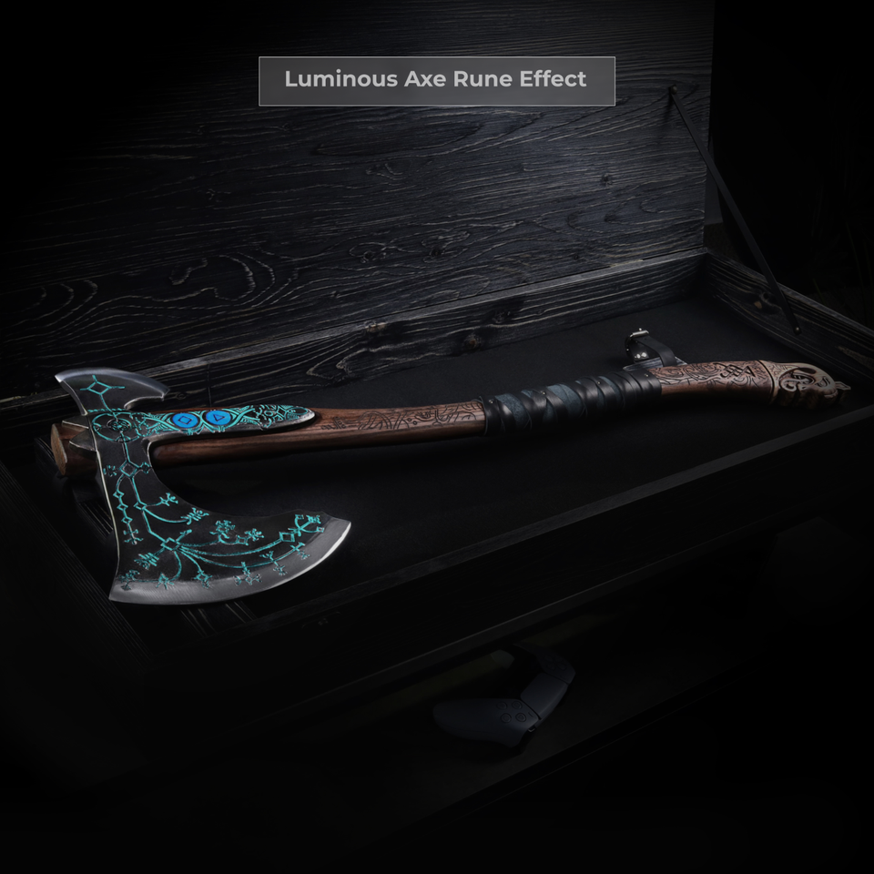 Leviathan Axe with Kratos ax Luminescent runes GOW Hand Forge Ashwood 9lb 36" | eBay
