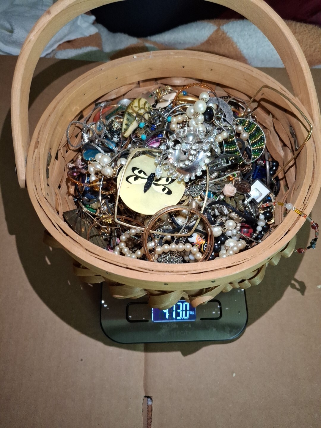 4+ Lbs Basket Of Vintage And New Tangled And Scrap Jewelry. Unsorted ...