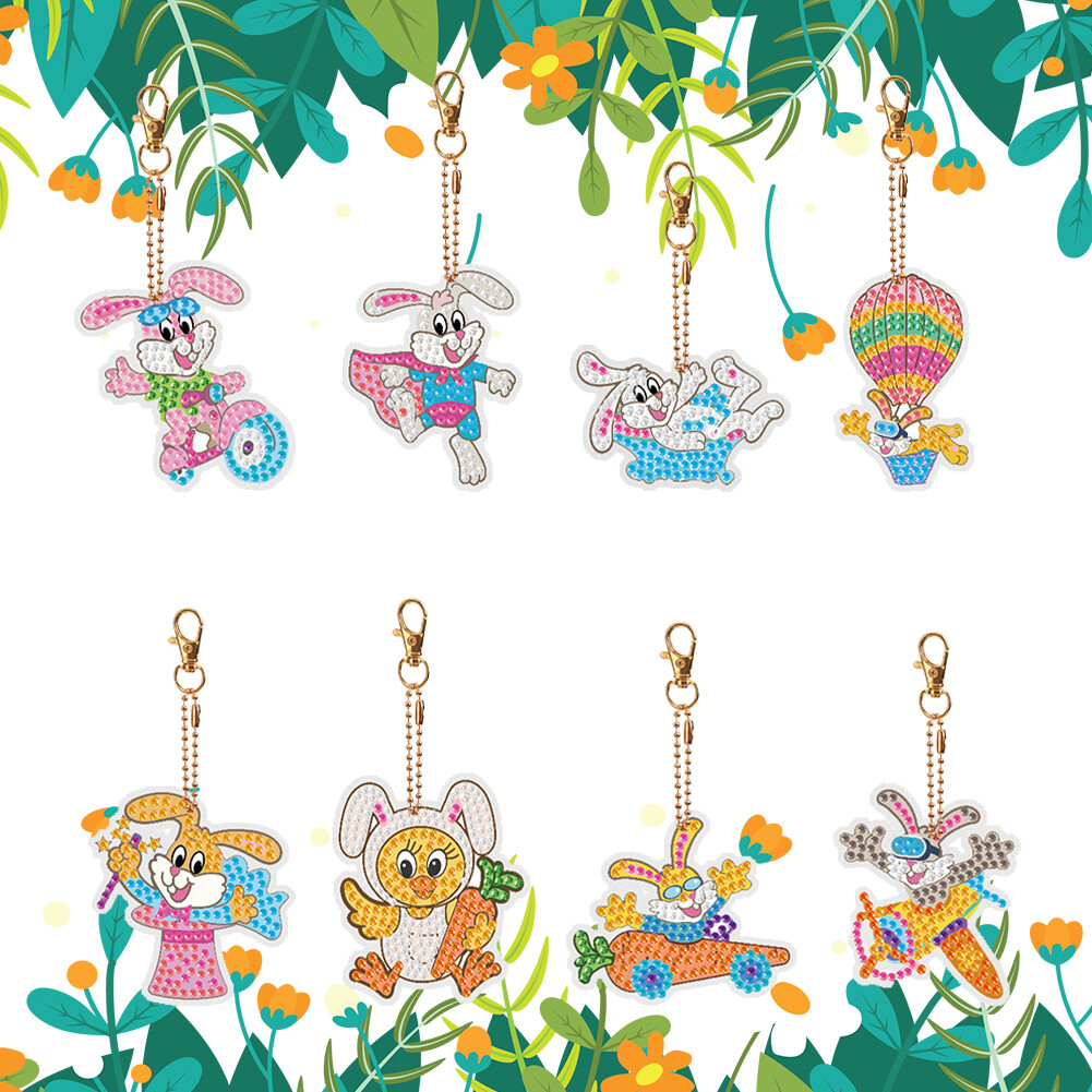 8/15PCS Diamond Painting Keychain Duck Double Sided Cute Colorful for ...