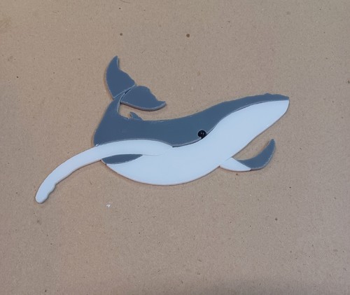 Pre cut Stained Glass Art Kit Humpback Whale Mosaic Inlay Garden Stone ...