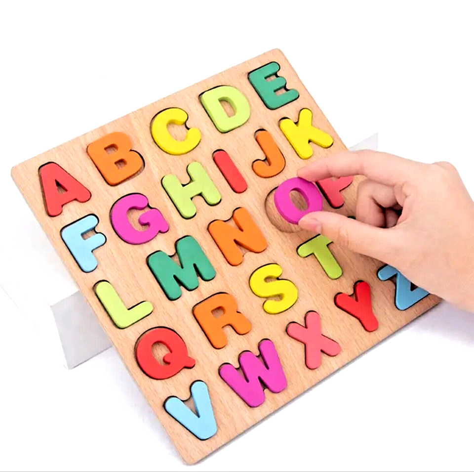 Alphabet Puzzle Baby Kids ABC Inlay Wooden Learning Size 8in x 8in ...