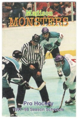 1997-98 Madison Monsters UHL Hockey Schedule !!! Ex Light Beer | eBay