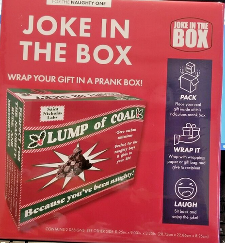 Joke Gag Gift Boxes Set of 2 Lump of Coal &Ugly Christmas Sweater Gift ...
