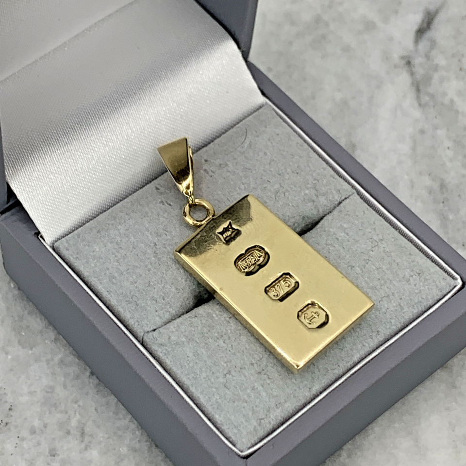 9 ct Gold Ingot Pendant 9ct 375 Yellow Gold | eBay UK