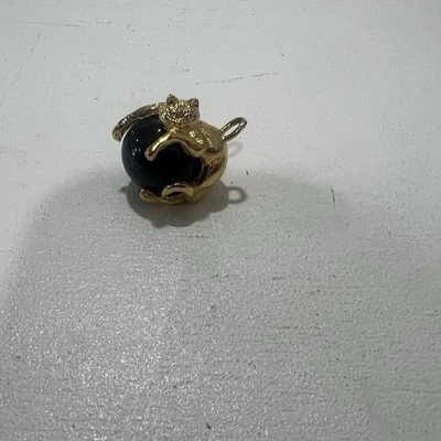Vtg Joan Rivers Pendant 1.5" Cat On Black Glass Ball Gold Tone | eBay
