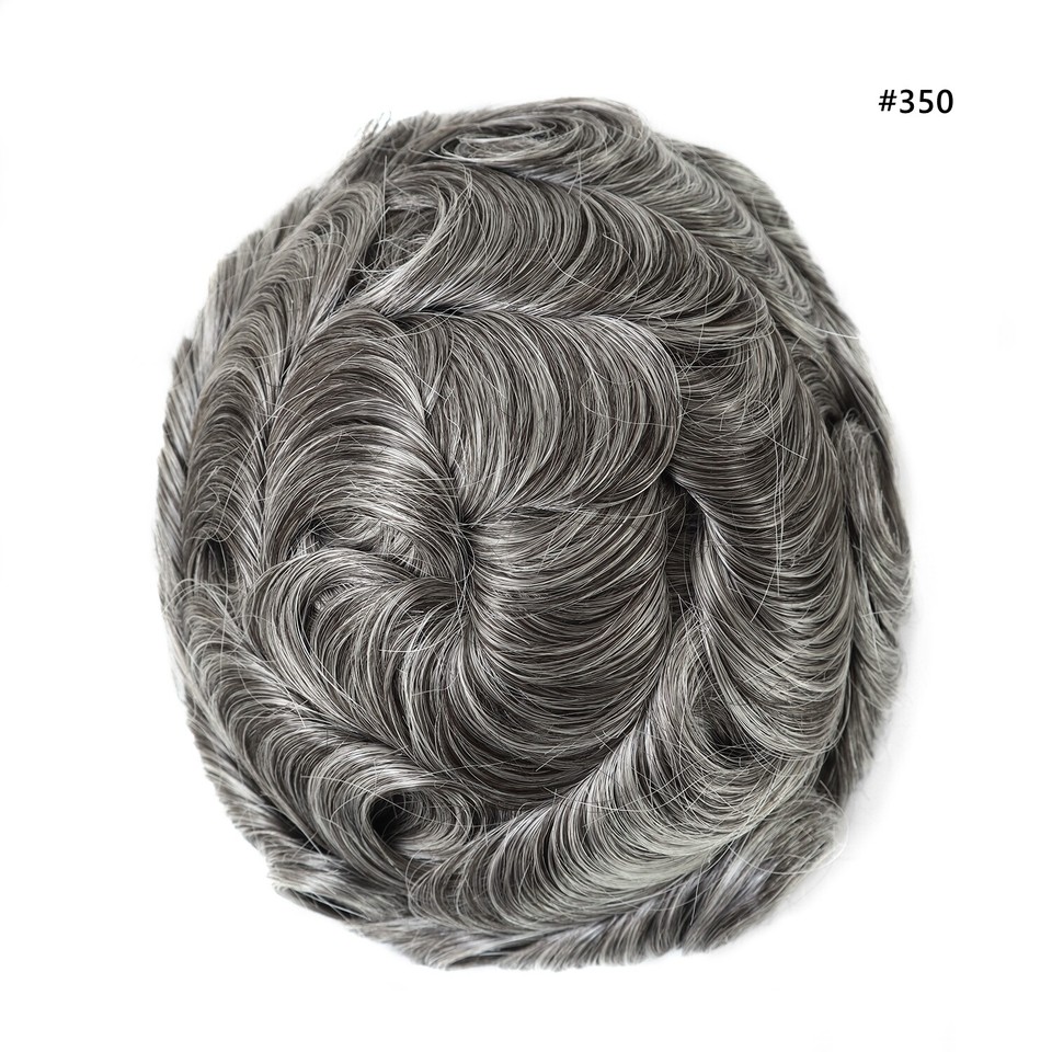 Mens Toupee Human Hair Replacement System Poly Skin V Real Wigs ...