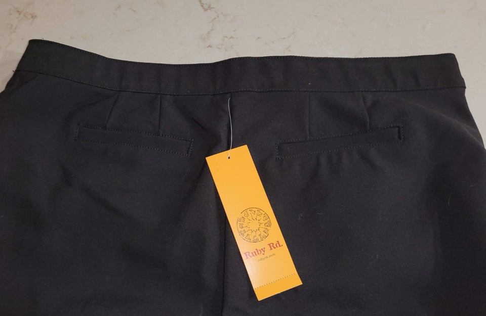 NEW Ruby Road Women Cropped Pants Capris Size 12 Black Cotton Stretch ...
