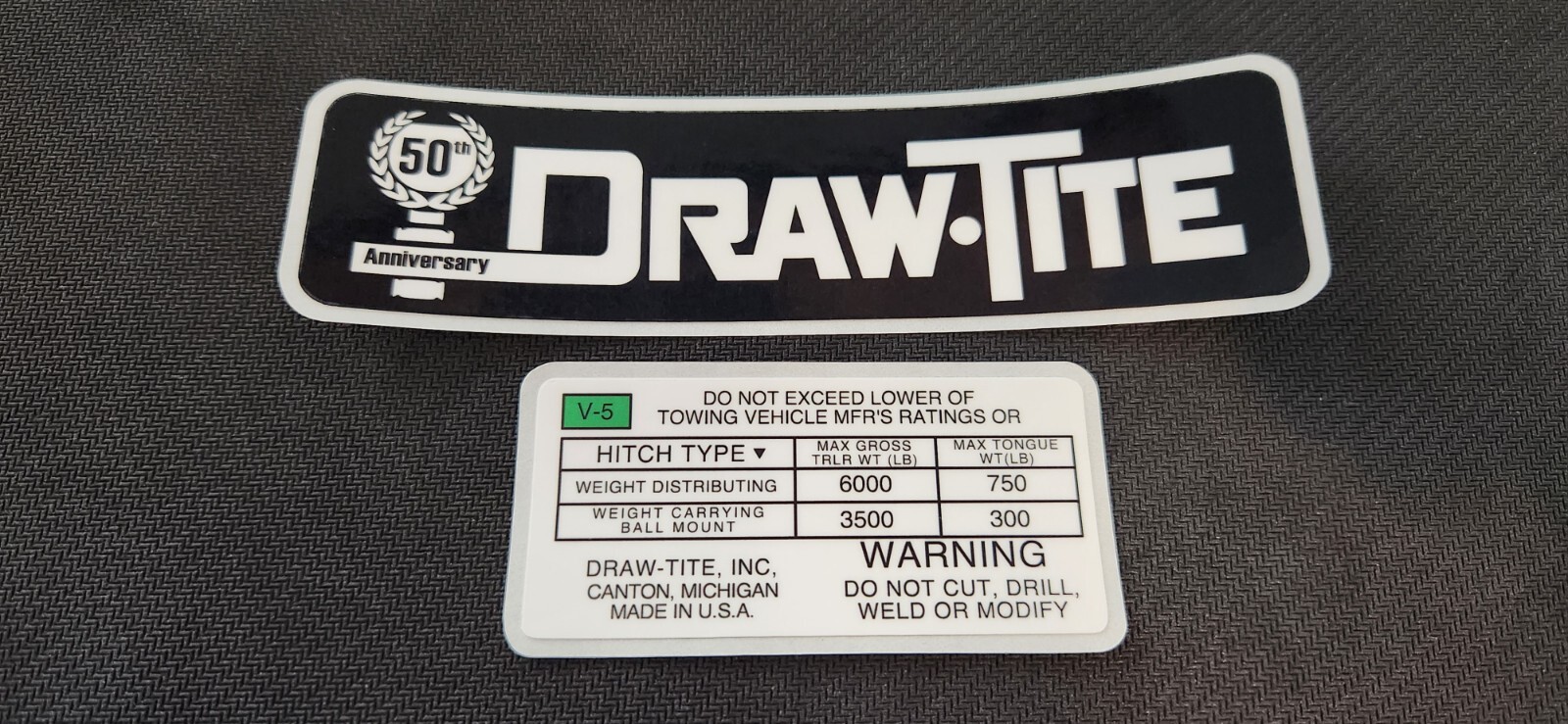 Draw-Tite 50th Anniversary Hitch Decal Set of 2 Weight Rating ...