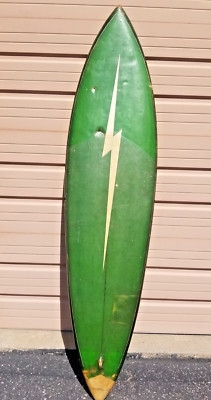 Rare! Vintage 1970s? Bill Barnfield Lightning Bolt 7' Surfboard Green ...