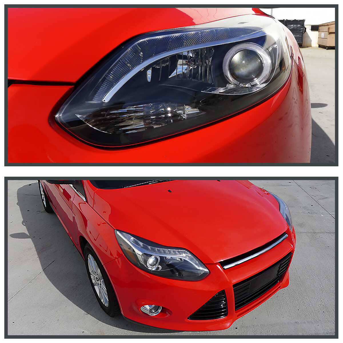 Black Fits 2012-2014 Ford Focus LED Bar Halo Projector Headlights Lamps ...