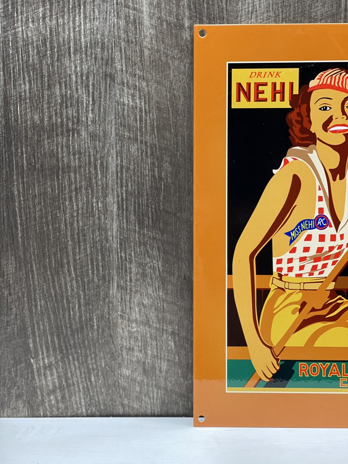 Nehi Royal Crown Cola Metal Sign Soda Pop Beverage Pin Up Diner Gas Oil ...