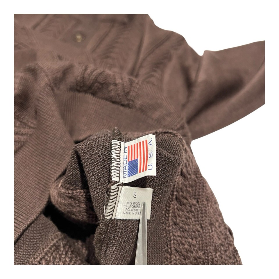 Tom James Men’s CoffeeBrown Wool Blend Quarter Button Knit Sweater Sz S ...