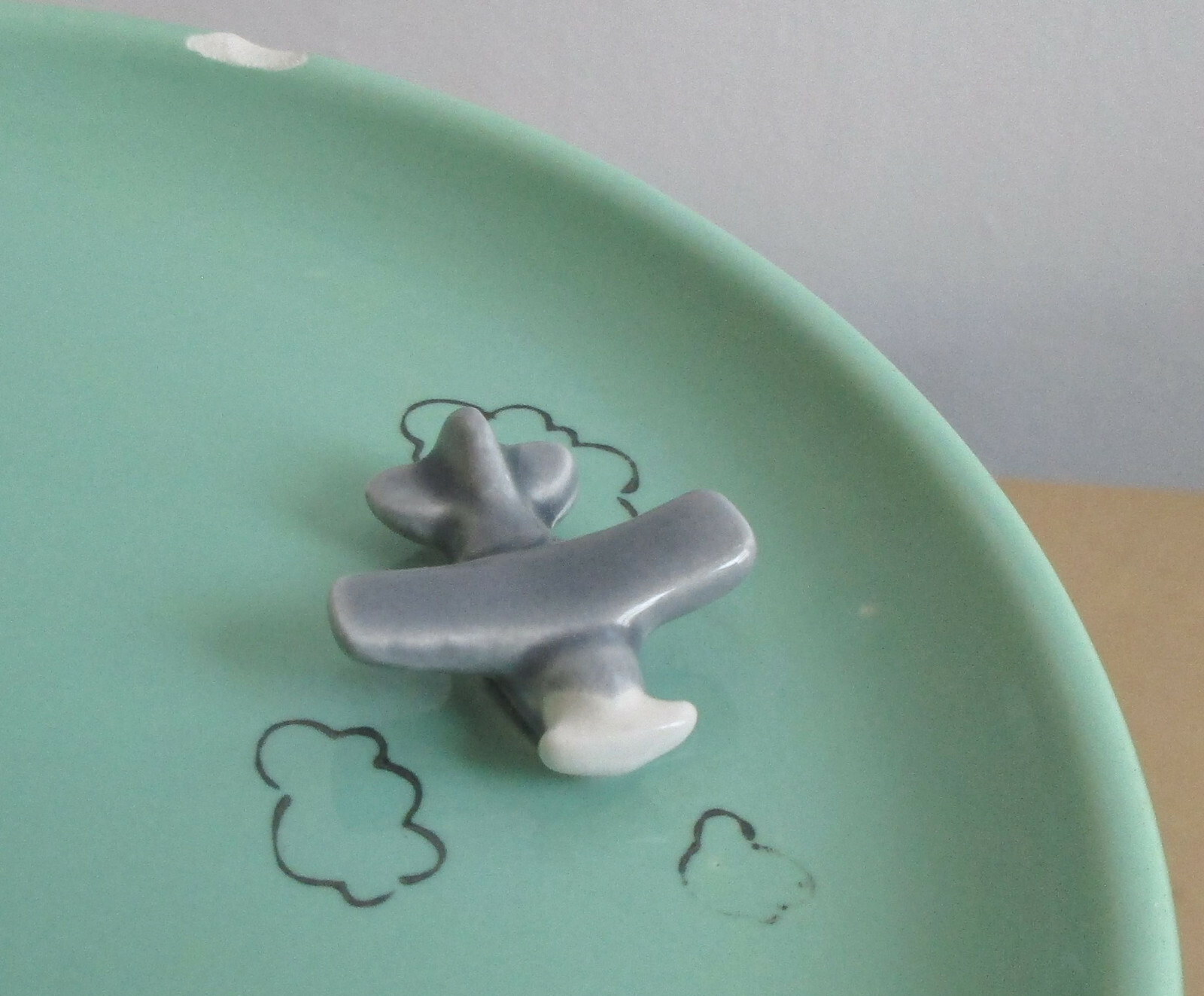 Plate Plane Airplane Pottery Vintage Knobler Japan 7" Diameter Across ...