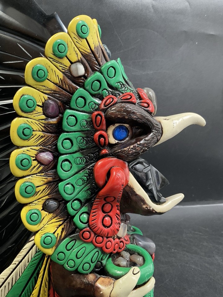 MEXICAN HAND-CARVED OBSIDIAN AZTEC MAYAN EAGLE WARRIOR CUAUHTLI ...