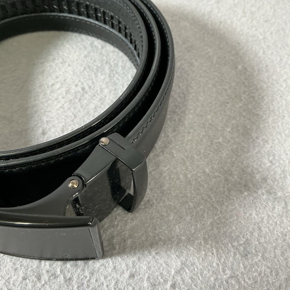 slide belts men's leather ratchet belt black synthetic leather one size ...