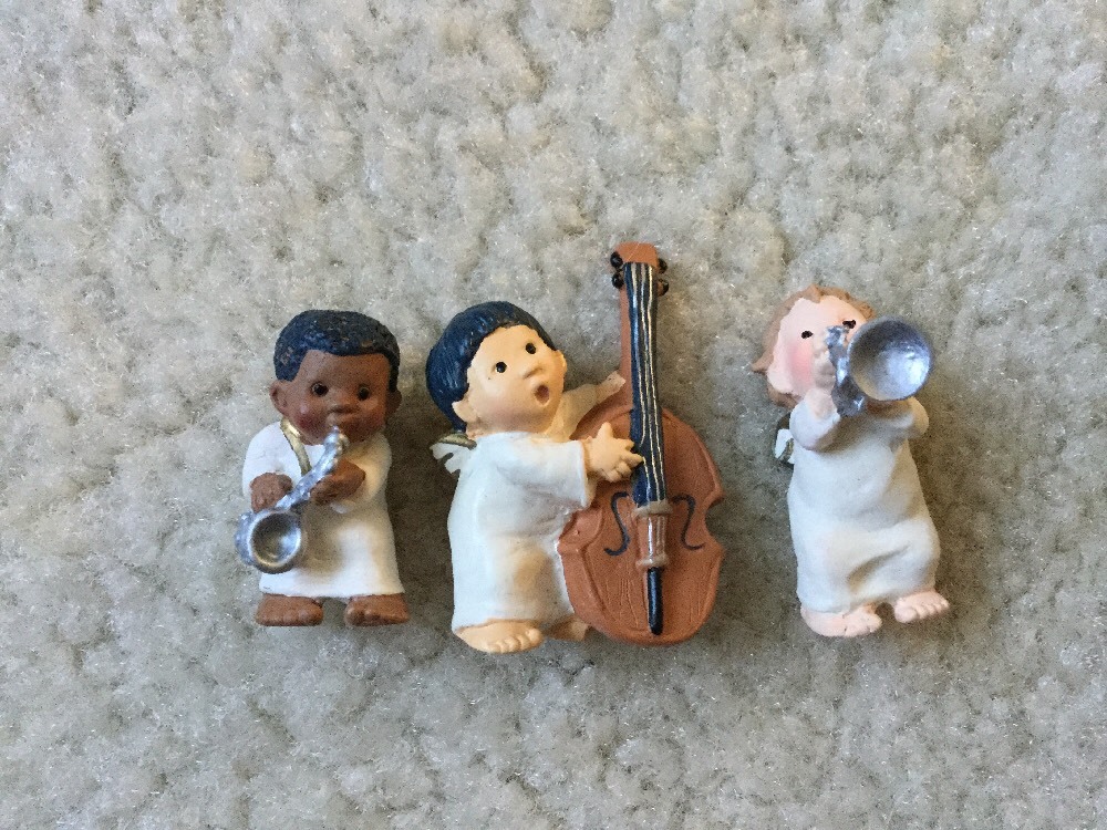 Holiday harmony hallmark merry miniatures 3 pc set angel jazz band 1997 ...