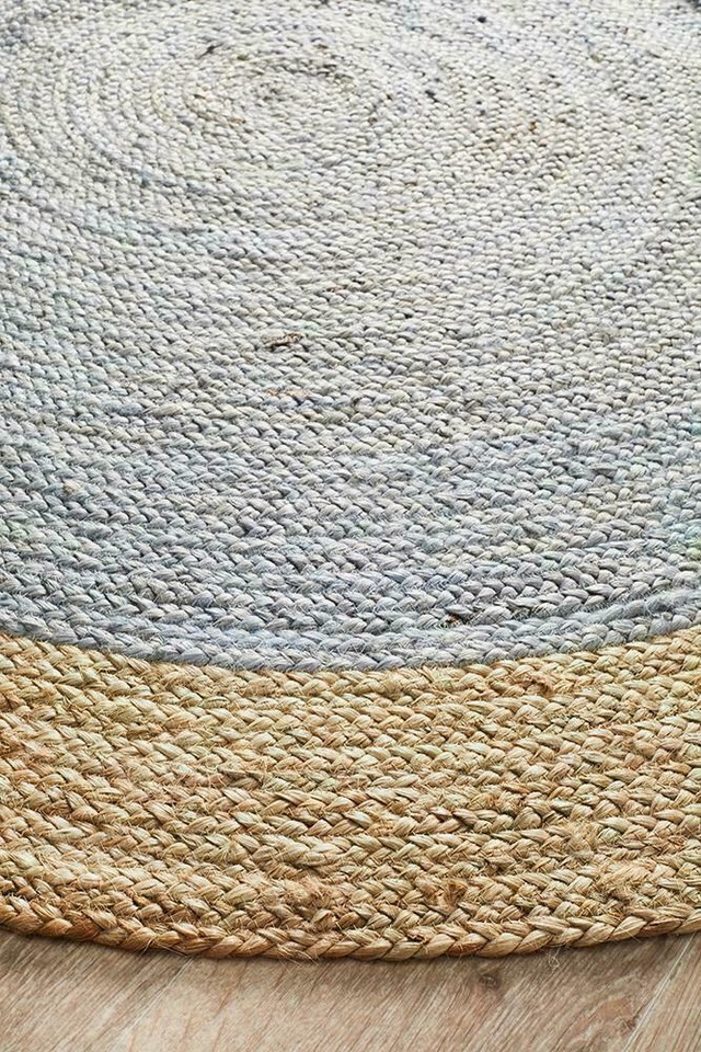 Rug Jute Grey Round 100%Handmade Style Rug Reversible Braided Modern ...