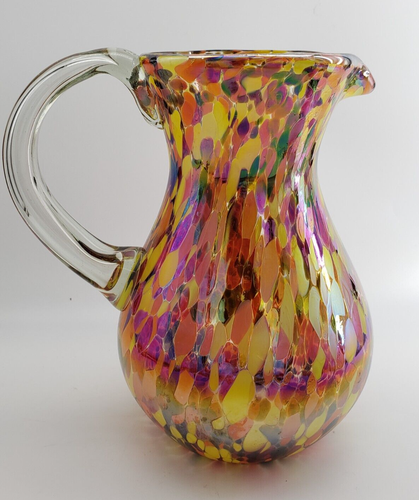 Large Confetti Glass Pitcher 2.5qt Multicolor Iridescent Made in Mexico ...