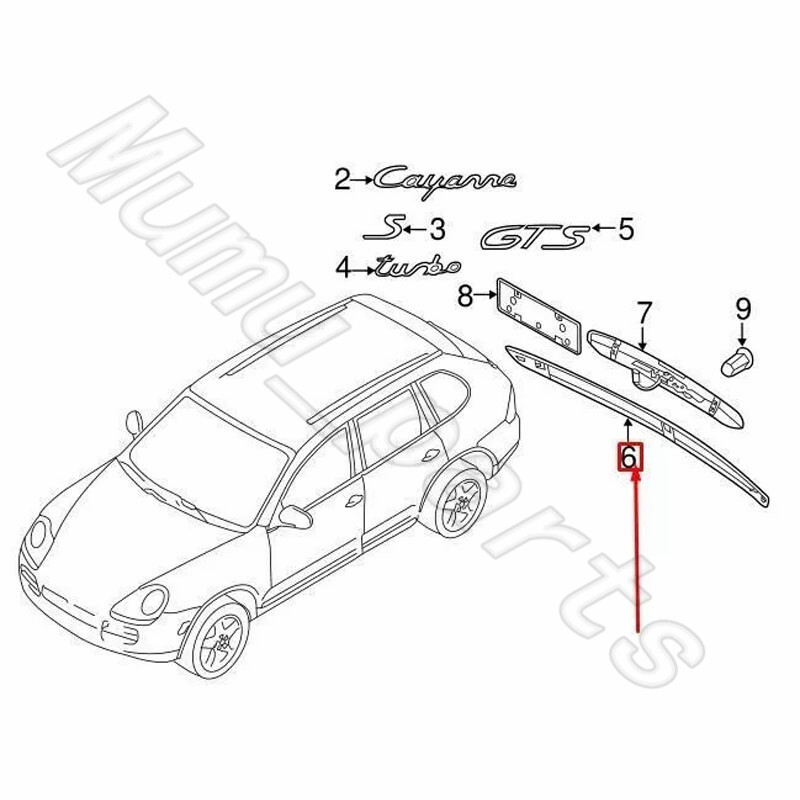 For Porsche Cayenne 2011-2014 Glossy Black Tailgate Lower Molding Trim ...
