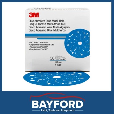 3M-36176 P180 HOOK IT BLUE ABRASIVE 150mm 6" INCH MULTI HOLE DISCS QTY ...