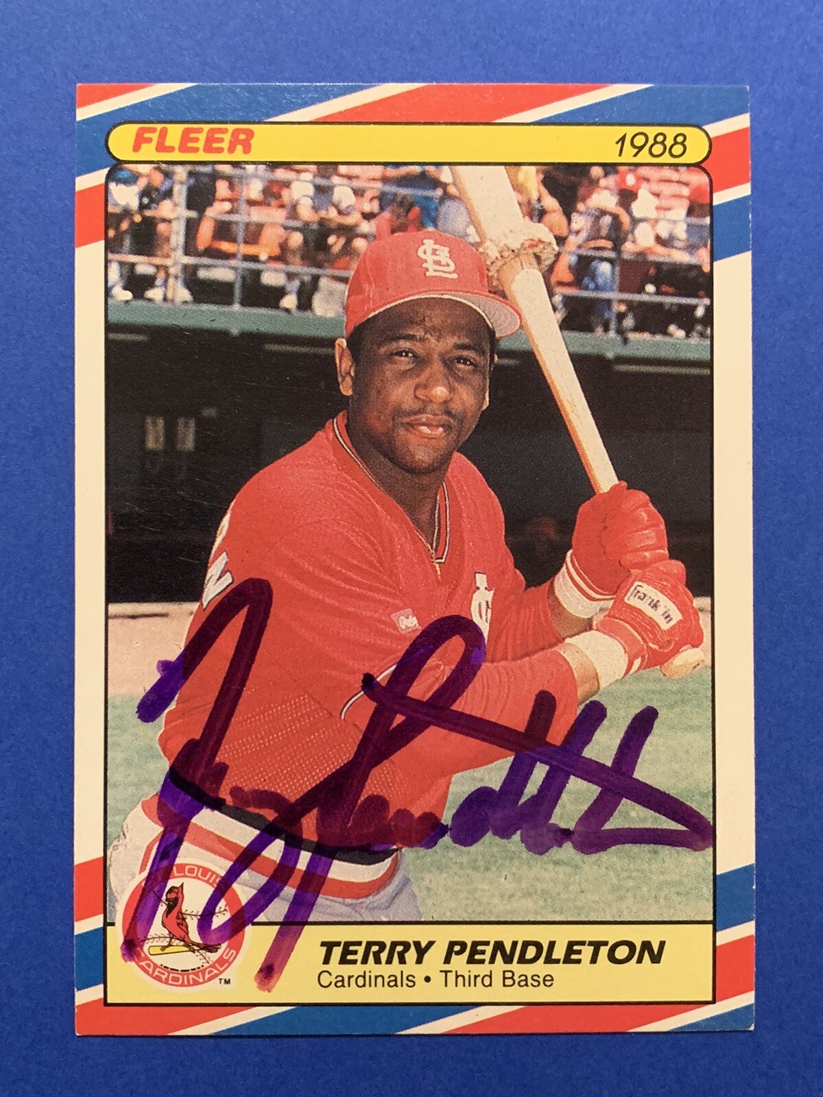TERRY PENDLETON (BRAVES HOF) Signed 1988 Fleer SS #27 CARDINALS ...