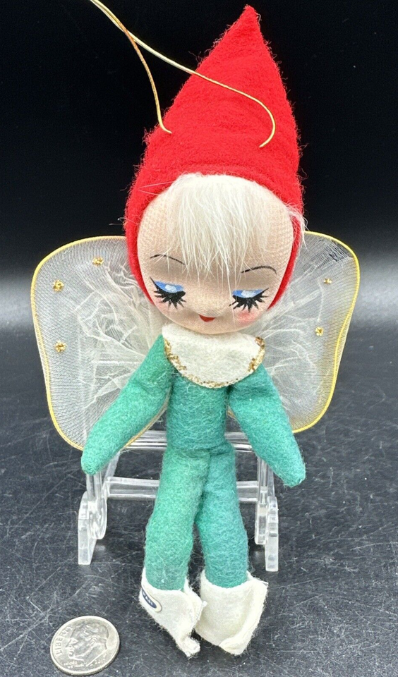 Vintage NAPCO Elf Pixie Angel Christmas Ornament Tulle Wing Pixie Angel ...