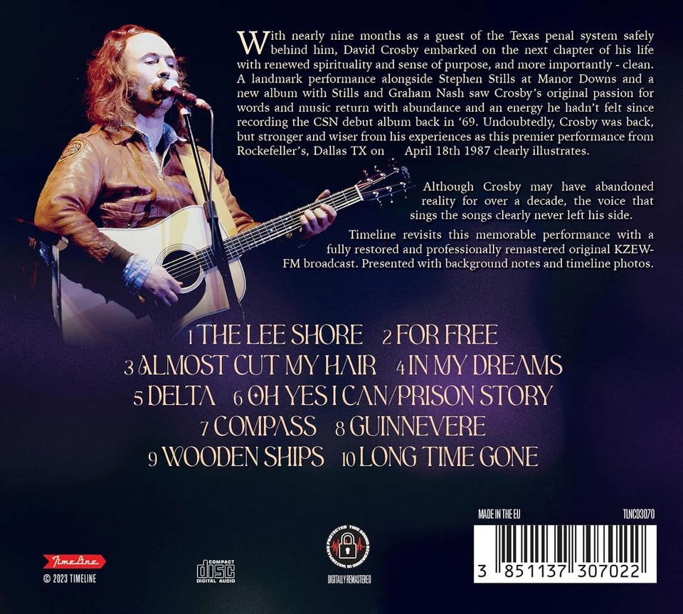 David Crosby Dallas 1987 (CD) Album | eBay