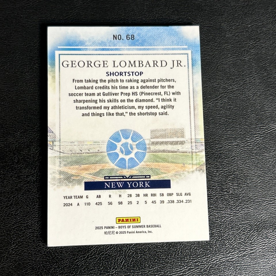 2025 Panini Boys of Summer George Lombard Jr. Red /175 Yankees | eBay UK
