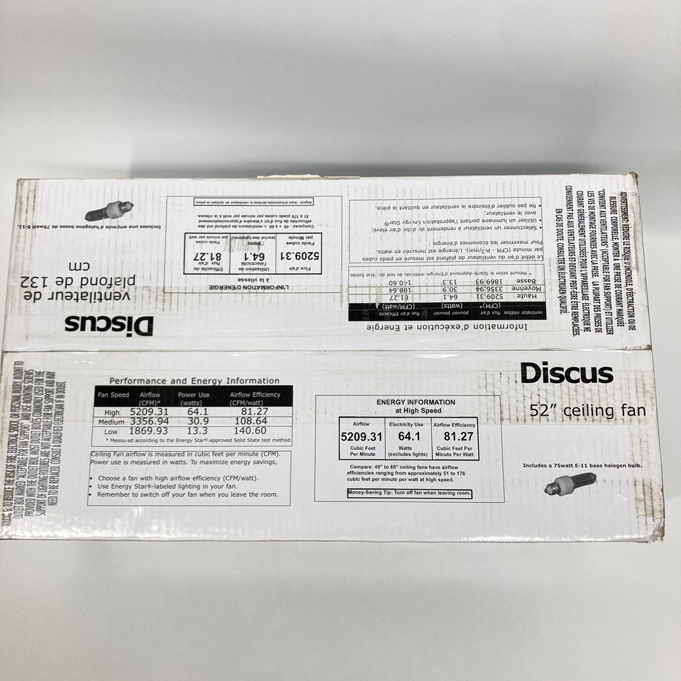 Monte Carlo 5DI52RBD-L Discus 52" 5 Blade Ceiling Fan Light Roman ...