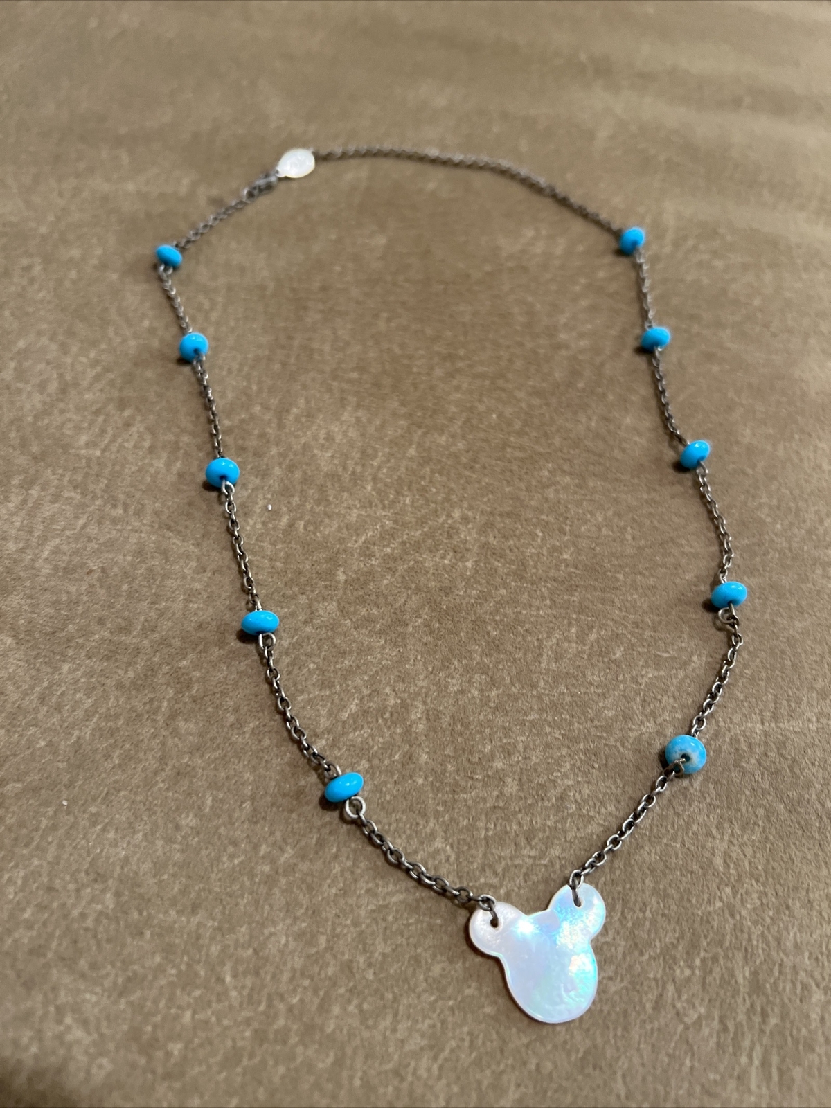 VINTAGE DISNEY MICKEY MOUSE Silver Chain Blue Beads M… - Gem