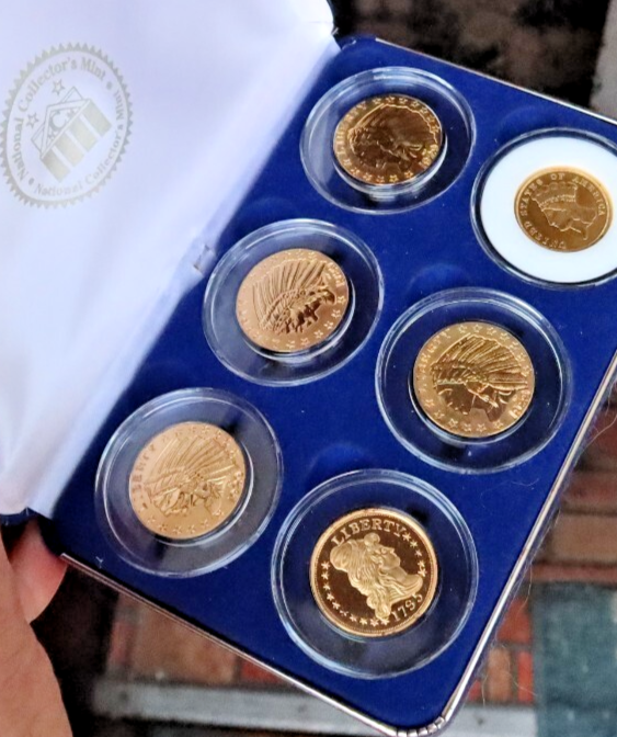 Vintage National Collector's Mint Gold Plated Coin Set Liberty Indian ...