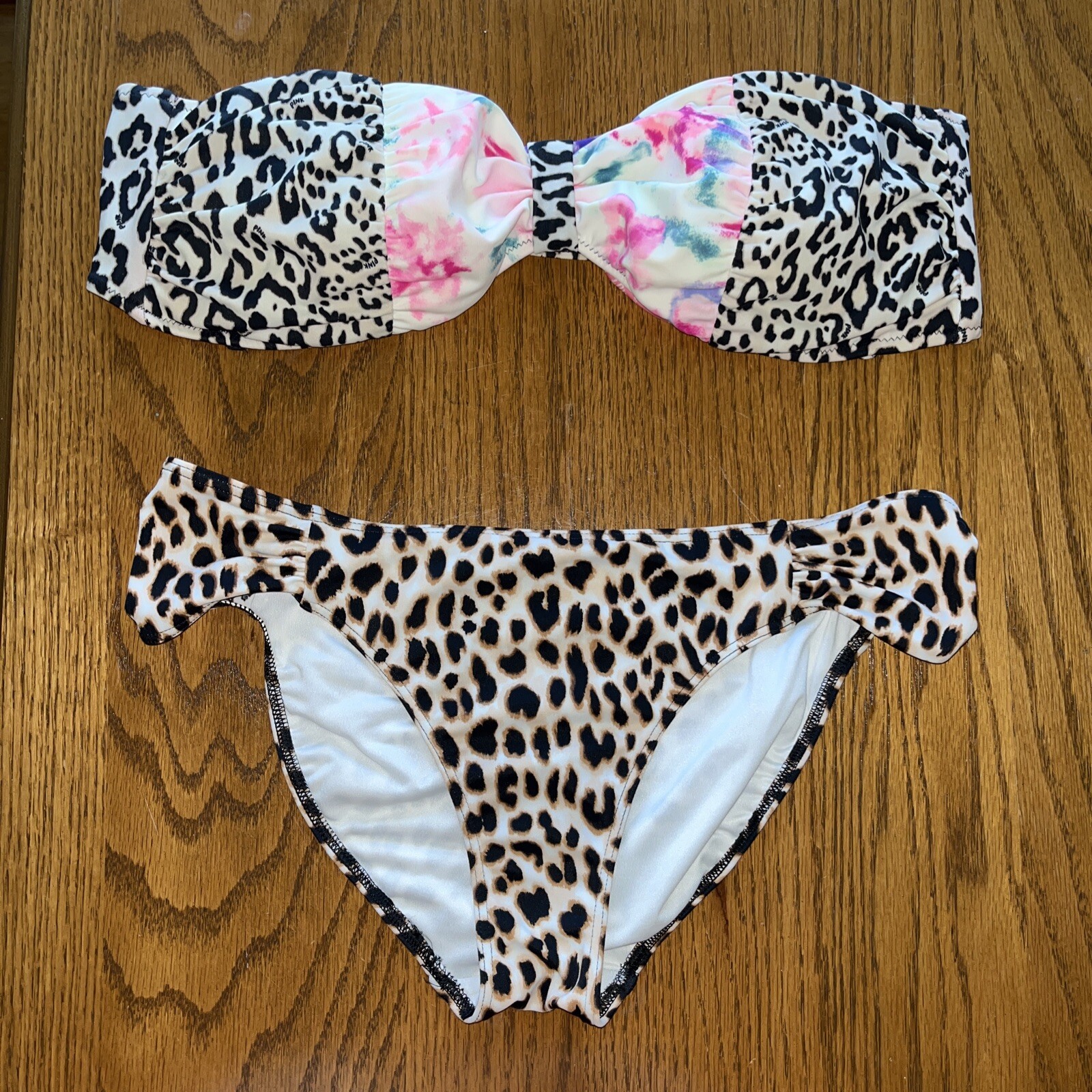 Victorias Secret Love Pink Cheetah Swimsuit Bikini T… Gem
