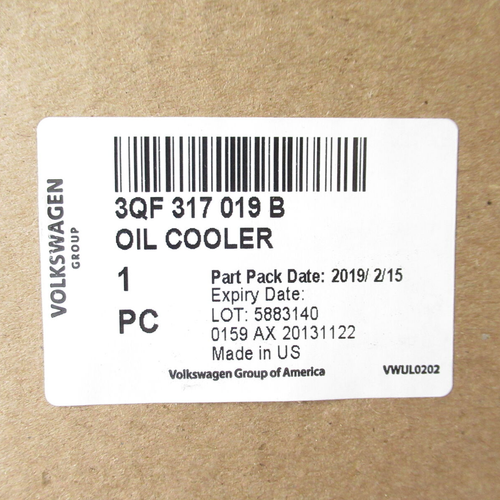 Genuine OEM VW 3QF-317-019-B Automatic Transmission Oil Cooler 2018 ...