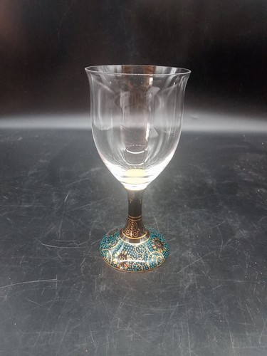 Handmade Kutani-yaki Porcelain Black/Blue/Gold Stem Wine Glass ...