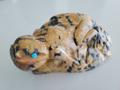 Michael Coble Large Lizard on Rock Zuni Fetish Carving Native American ...