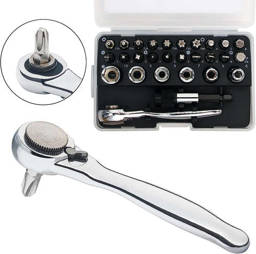 1/4 Mini Ratchet Set 28pcs, Metric Socket Set, 72 Tooth Small Ratchet ...