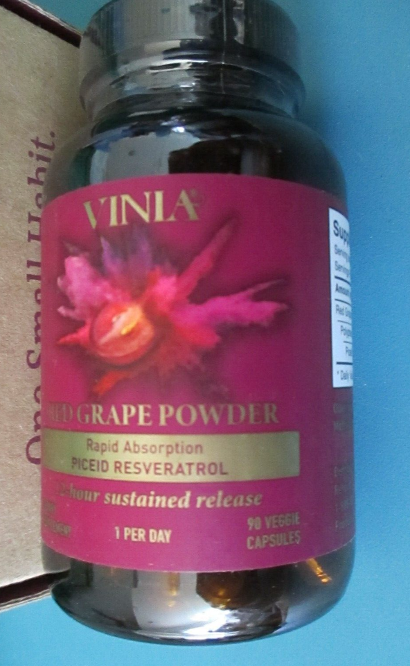 VINIA RED GRAPE POWDER 90 CAPSULES FULL SIZE SEALED EXP 2026 FREE ...