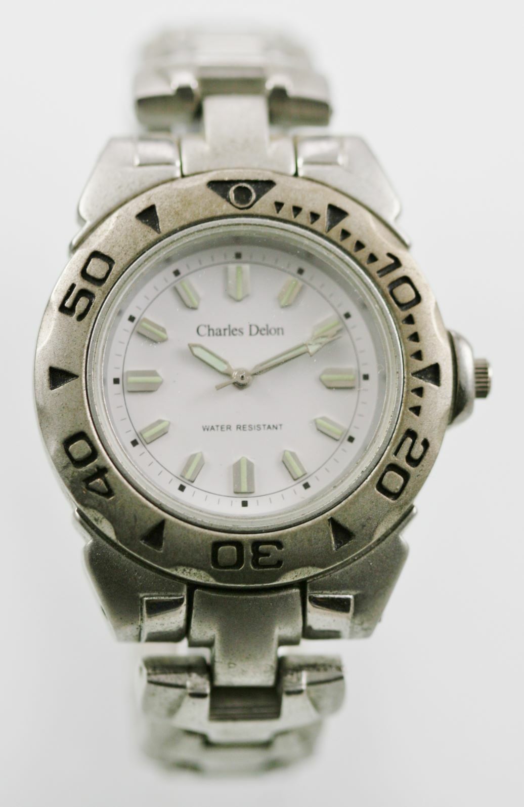 Charles Delon Watch Mens Stainless Steel Silver Water Resis Battery ...