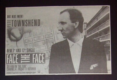 Pete Townshend White City Face The Face 1985 Small Poster Type Ad ...